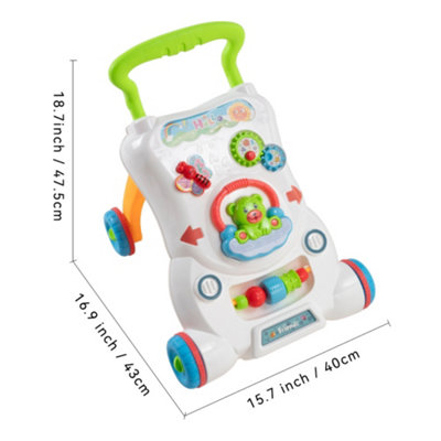 2 in 1 Sit to Stand Baby Walker with Music and Light 47.5cm H