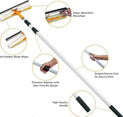 2 in 1 Telescopic Window Squeegee Cleaner with Extendable Handle ...