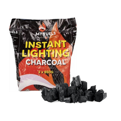 2 Instant Light Lumpwood Charcoal BBQ Fuel Express Quick Lighting 2x1KG ...