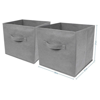 2 Large Square Canvas Cube Storage Box - Foldable - Collapsible Fabric Cubes - Fold Flat When ...