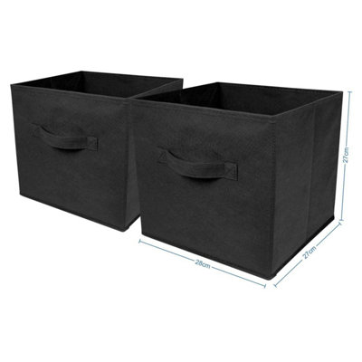 2 Large Square Canvas Cube Storage Box - Foldable - Collapsible Fabric ...