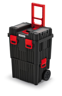 2 Layer Pro Mobile Tool Chest Box Trolley Pull Up Handle Wheels ...