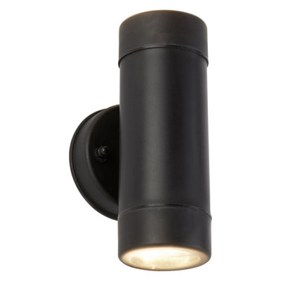 2 Light Bulbs Garden Uplighter Downlighter Black Cylinder Wall Bracket ...