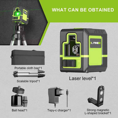 2 Line Green Laser Level 360 Self Leveling Cross Line Tool (Horizontal ...
