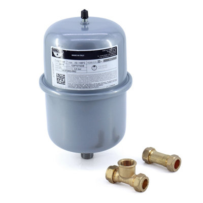 2 LITRE WATER HEATER EXPANSION VESSEL KIT (KIT A) BUNDLED WITH 15MM TEE ...