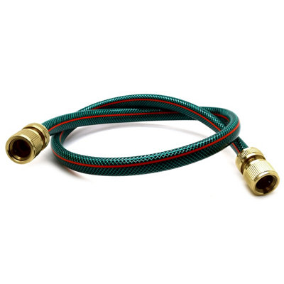 2 metres of Garden Hose Pipe with Brass Connectors Green 4 Layers Reel ...