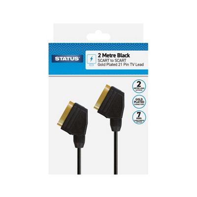 2 Mtr 21 Pin Scart Gold Plated Connectors Cable 7mm