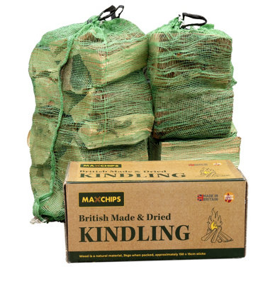 2 Nets of Softwood Logs and 1 Box of Kindling. (Delivery Included)