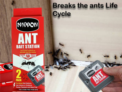 2 NIPPON ANT STOP KILLER BAIT STATIONS DESTROYS ANTS & NESTS INDOOR OUTDOOR