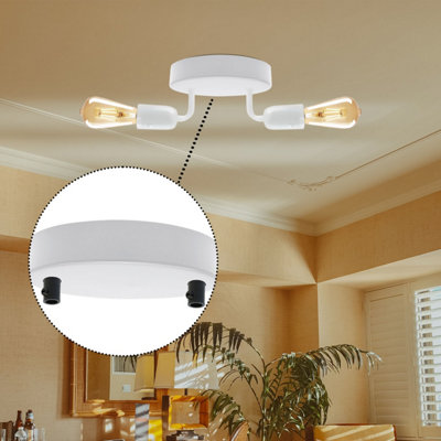 2 Outlet White Metal Ceiling Rose 120mm Diameter 25mm Height Light ...