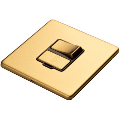 2 PACK 1 Gang 13A Switched Fuse Spur SCREWLESS SATIN BRASS Mains ...