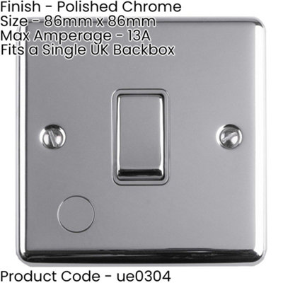 2 PACK 1 Gang 13A Unswitched Fuse Spur POLISHED CHROME & GREY Mains ...