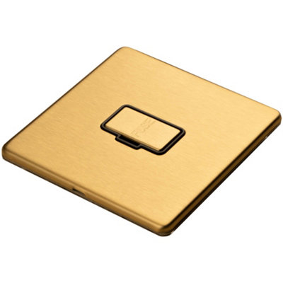 2 PACK 1 Gang 13A Unswitched Fuse Spur SCREWLESS SATIN BRASS Mains ...