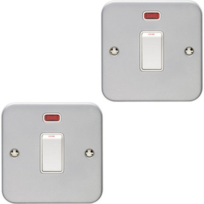 2 PACK 1 Gang 20A Single Light Switch & Neon HEAVY DUTY METAL CLAD DP ...