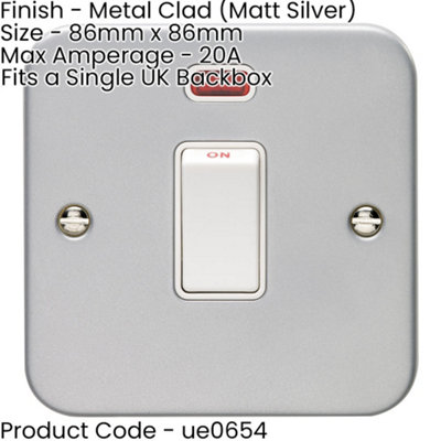 2 PACK 1 Gang 20A Single Light Switch & Neon HEAVY DUTY METAL CLAD DP ...