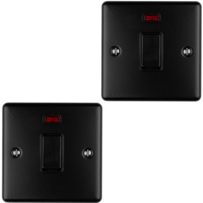 2 PACK 1 Gang 20A Single Light Switch & Neon MATT BLACK & BLACK 2 Way ...