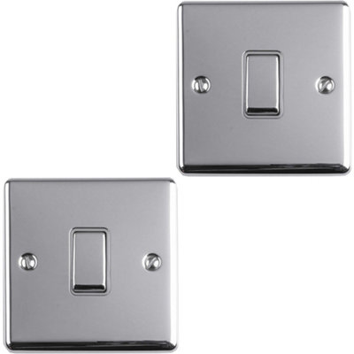 2 PACK 1 Gang 20A Single Light Switch POLISHED CHROME & GREY 2 Way ...