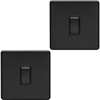 2 PACK 1 Gang 20A Single Light Switch SCREWLESS MATT BLACK 2 Way Slim ...