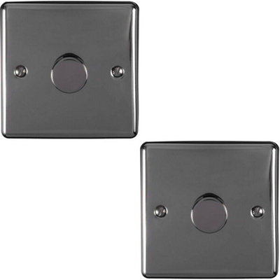 2 PACK 1 Gang 400W 2 Way Rotary Dimmer Switch BLACK NICKEL Light ...