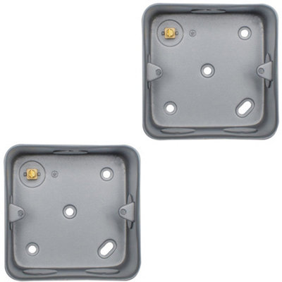 2 PACK 1 Gang 40mm Surface Mount METAL CLAD Back Box Switch Socket ...