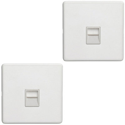 2 PACK 1 Gang BT Telephone Master Socket SCREWLESS MATT WHITEWall Face ...