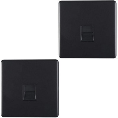2 PACK 1 Gang BT Telephone Master Socket SCREWLESS SATIN STEELWall Face ...