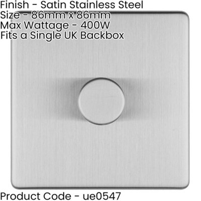 2 PACK 1 Gang Dimmer Switch 2 Way LED SCREWLESS SATIN STEEL Light ...