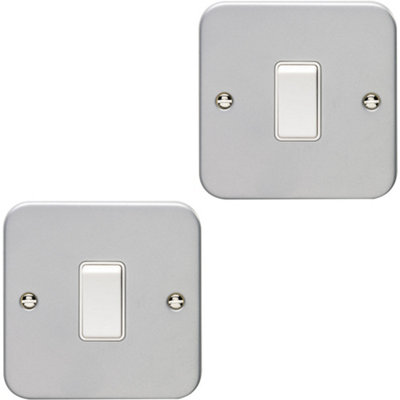 2 PACK 1 Gang Single 10A INTERMEDIATE Light Switch HEAVY DUTY METAL ...