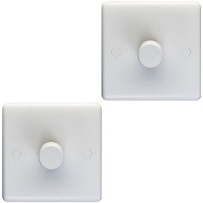 2 PACK 1 Gang Single 400W LED 2 Way Rotary Dimmer Switch WHITE Dimming ...