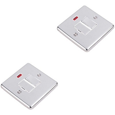 2 PACK 1 Gang Single 45A Cooker Switch Neon - POLISHED CHROME & WHITE ...
