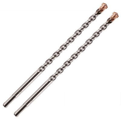 2 Pack - 12mm x 260mm Long SDS Plus Drill Bits. TCT Cross Tip With ...