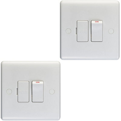 2 PACK 13A DP Switched Fuse Spur & Flex Outlet WHITE Mains Appliance ...