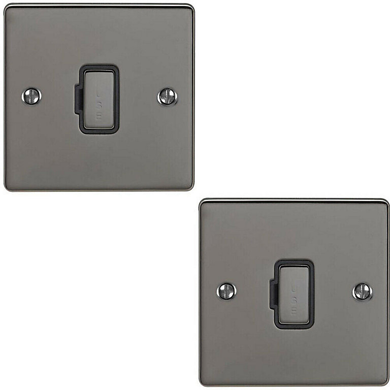 2 PACK 13A DP Unswitched Fuse Spur BLACK NICKEL Black Mains Isolation ... 2 PACK 13A DP Unswitched Fuse Spur BLACK NICKEL Black Mains Isolation ...