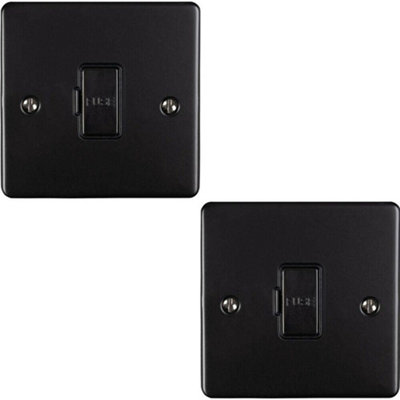 2 PACK 13A DP Unswitched Fuse Spur MATT BLACK Black Mains Isolation ...