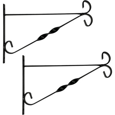 2 Pack 14 inches Metal Wall Hanging Basket Bracket Outdoor Plant Holder