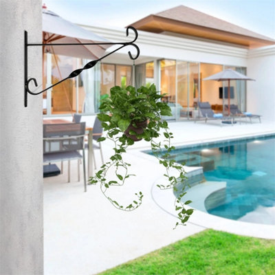 2 Pack 14 inches Metal Wall Hanging Basket Bracket Outdoor Plant Holder