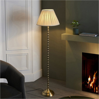 2 PACK 1535mm Floor Lamp - Antique Brass & Ivory Silk Classic Twisted ...