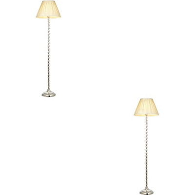 2 PACK 1535mm Floor Lamp - Bright Nickel & Ivory Silk Classic Twisted ...