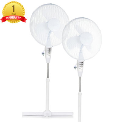 2 PACK 16 INCH ELECTRIC STAND FAN 45W ADJUSTABLE QUIET 3 SPEED ...