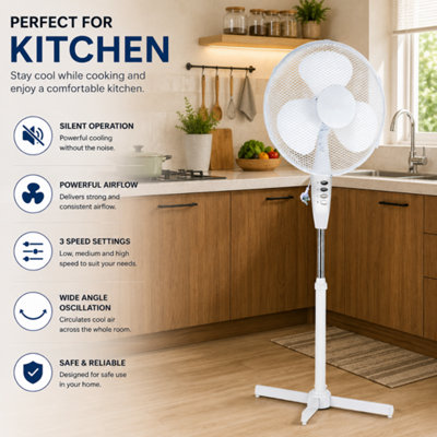 2 PACK 16 INCH ELECTRIC STAND FAN 45W ADJUSTABLE QUIET 3 SPEED ...