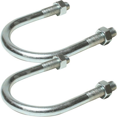 2 Pack 2" 50 61mm U Bolts Zinc Plated Steel Nuts Pole Grip Bracket Clamp