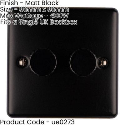 2 PACK 2 Gang 400W LED 2 Way Rotary Dimmer Switch MATT BLACK Dimming Light