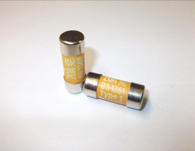 2 Pack 20Amp Consumer Unit Fuse BS1361 for Fusebox Distribution Board ...