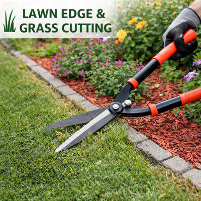 2 Pack 21 inch hedge shears with 10 inch carbon steel blades heavy duty ...