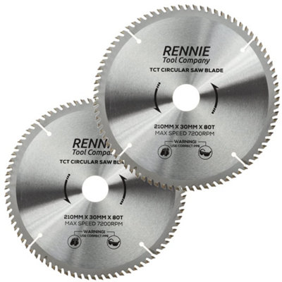 2 Pack - 210mm x 80T TCT Circular Wood Saw Blades. Fits Festool Bosch ...