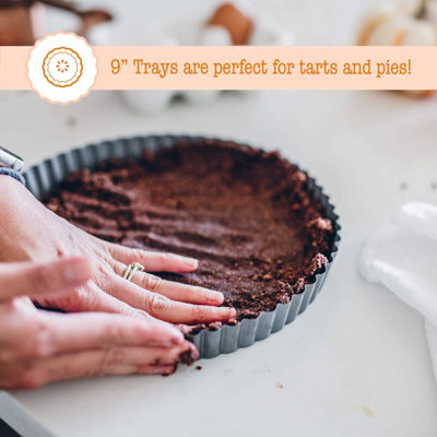 2 Pack 22cm Round Quiche Tins with Loose Base & Non-Stick Coating ...