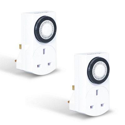 2 PACK 24 Hour Basic Programmable Mechanical Timer Switch for Mains ...