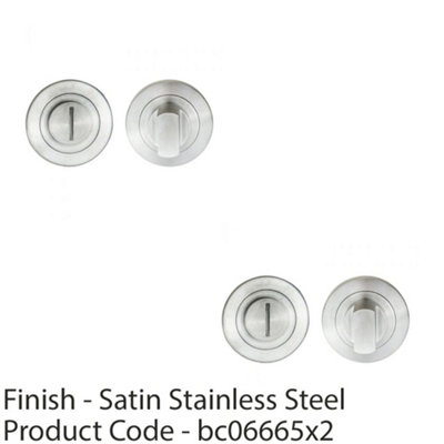 2 PACK - 316 Steel Thumbturn & Release Lock on Round Rose - Satin Steel ...