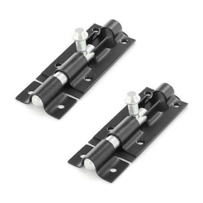 2 Pack 4" Black Tower Bolt Gate Door Shed Latch Locks - Aluminium