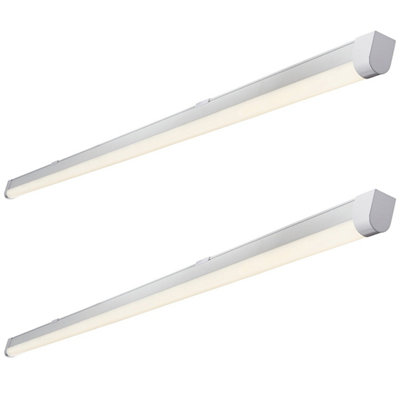 2 PACK 4ft Flicker Free Batten Light - 18W Cool White LED - Matt White ...